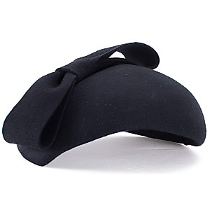 Lawliet Teardrop Women 1940s Wool Felt Fascinator Hat Bow Tam Beret Casque A568 (Black)