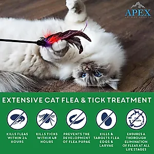 Apex Plus Cat Flea and Tick Treatment | 6-Month Supply, Over 1.5 lbs | Flea Treatment for Cats | 24-Hour Activation, Waterproof, 30-Day Protection