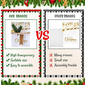 Suzile 50 Set Clear Greeting Card Box 5.39 x 7.36 x 1 Inch Christmas Card Box Plastic Photo Storage Box Case Transparent Gift Favor Box with Xmas Hanging Labels Twine Decorative Tree Branch