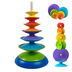 Rainbow Spinning Wheel Toy - Kids Stackable Spinning Toy for Kids, Spinning Toy,Stacking Toy for Babies and Toddlers, Brain Early Learning Toys, Interactive Learning Stacking Toys