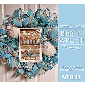 MEEDEE Light Blue Wired Ribbon 1.5 Inch Wired Edge Blue Burlap Roll Baby Blue Burlap Ribbon Blue Ribbon for Baby Shower, Wreath, Gift Wrapping, Garland, Bows Making, Swag, Home Decor (10 Yards)