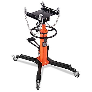 VEVOR Transmission Jack, 1322 LBS Hydraulic Telescoping Transmission Jack, 32"-67" High Lift Transmission Jack Stand with Foot Pedal, 360° Swivel Wheel, Hydraulic Transmission Jack