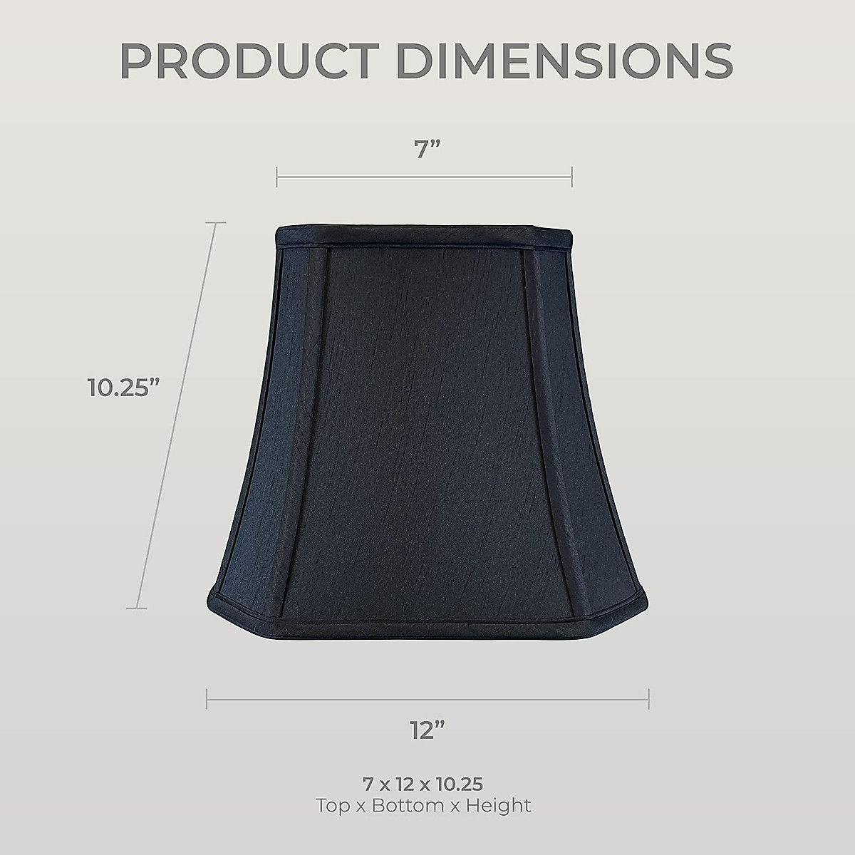 Royal Designs Square Cut Corner Bell Lamp Shade, Black, 7.5" x 12" x 10.25"