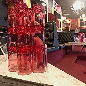 Drinique Elite Tall Unbreakable Tritan Highball Glasses, 4 Count (Pack of 1), Red