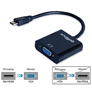 gofanco Active Mini HDMI to VGA Converter (Black) with Micro USB Power Cable for Mini HDMI Enabled Ultrabooks, notebooks, Tablets, Cameras and camcorders to Connect to VGA displays (MiniHDVGA)