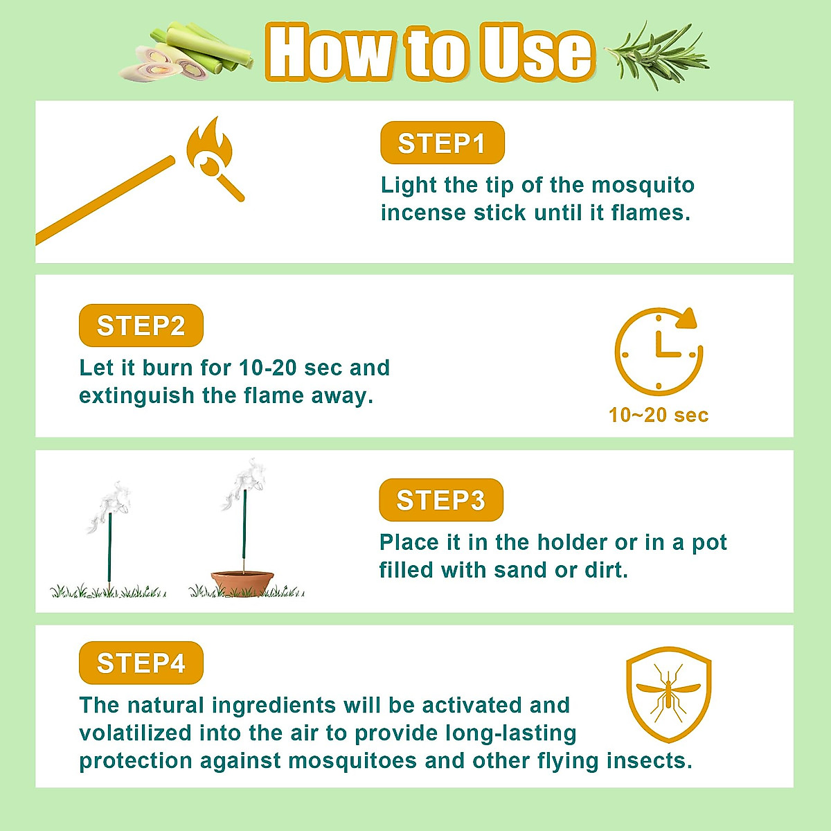 Mosquito Repellent Incense Sticks 90 Pcs, Plant Repellent Incense Stick with Citronella Outdoor, Deet Free Natural Mosquitoes Killer for Camping, Indoor