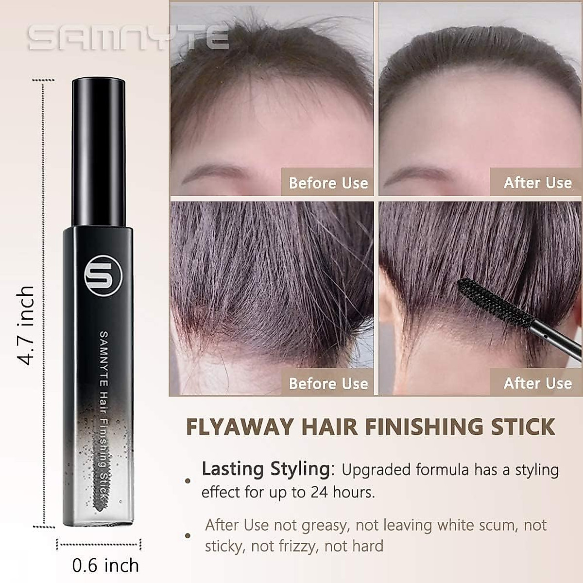 Hair Finishing Stick, 2 Pack - 0.7 Fl.Oz Hair Mascara for Taming Flyaways, Not-Greasy Hair Gel Stick