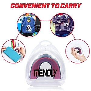 MENOLY Youth Mouth Guard - 5 Packs Football Mouth Guard, BPA Free Mouth Guard with Portable Case, Mouth Guard Sports for Boxing, Basketball, Lacrosse, MMA, Hockey, Wrestling, Soccer