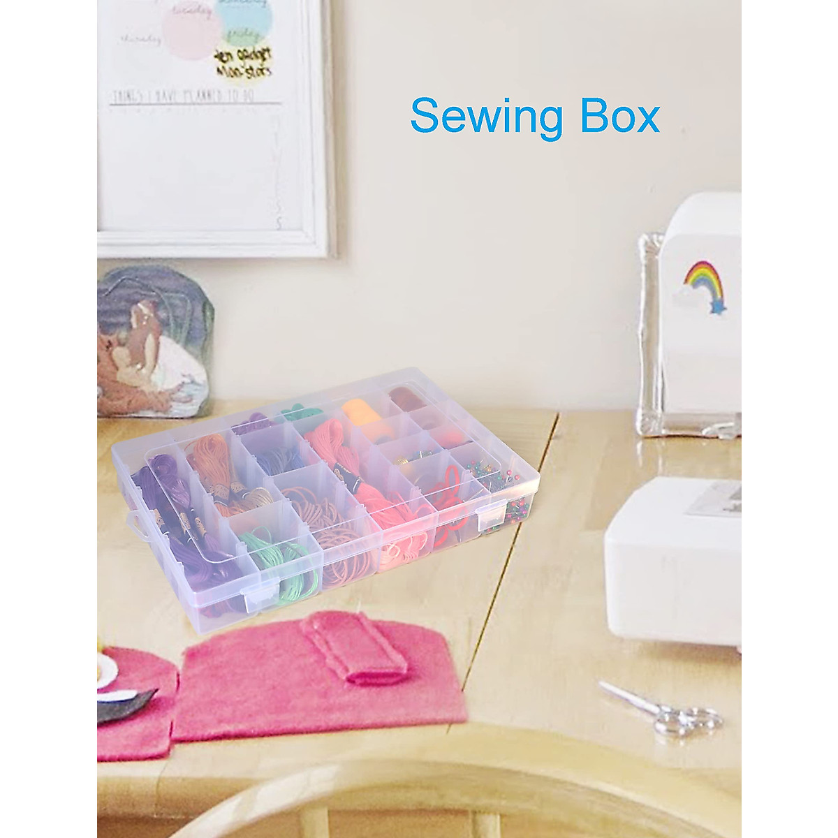 Hlotmeky Bead Organizer 36 Grids 4 Pack Clear Plastic Parts Organizer Box 3600 Tackle Box Craft Storage Compartment Divided Container