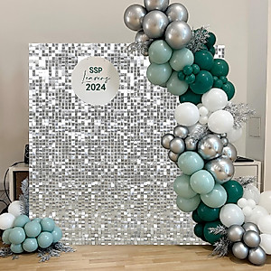 Shimmer Wall Backdrop 36 Panels Silver Backdrop Shimmer Panels Glitter Sequin Backdrop for Wedding Bridal Shower Birthday Decorations