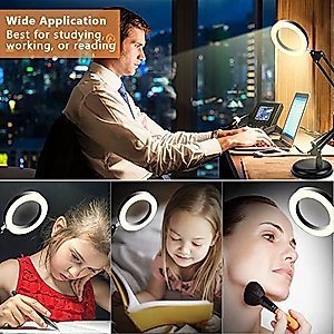 DLLT Dimmable Swing Arm Desk Lamp with Clamp, 68 LED Flexible Architect Work Lamp, 3 Colors 10 Brightness, Adjustable Desk Lamp, Multi-Joint Table Lamp for Study, Office, Computer, Art, Work Lighting