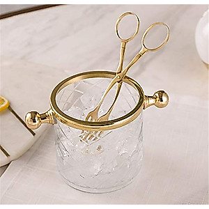 Handmade Brass Glass ice Bucket with ice Clip Dining Table Cooler Wine Wine Rack ice Bucket Champagne can Cooler