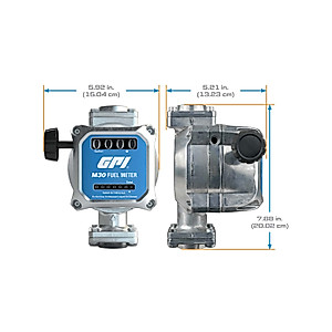 GPI - M30 Modular Mechanical Fuel Meter in GALLONS, 5 to 30 GPM, 1” NPT Inlet/Outlet (165100-01)
