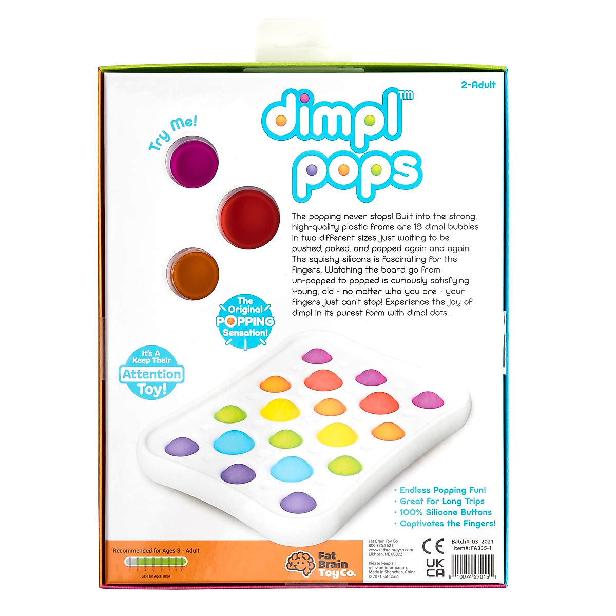 Fat Brain Dimpl Pops, Early Development & Educational Baby Toy, Suitable for Boys & Girls Aged 2 Years Or Above
