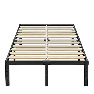 ZIYOO Full Size Bed Frame, 18 Inches Tall, 3 Inches Wide Wood Slats with 3500 Pounds Support for Foam Mattress, No Box Spring Needed, Heavy Duty Metal Platform, Easy Assembly, Noise Free