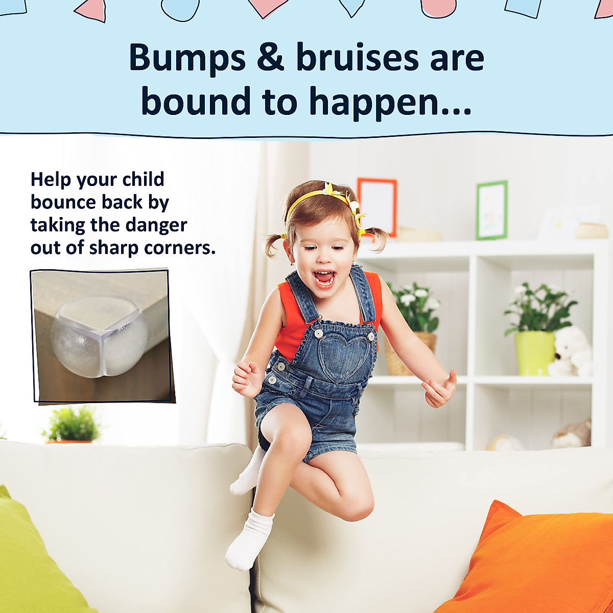 Bebe Earth Baby Proofing Corner Protectors, 12 Furniture Corner Guards Bumpers for Table - Clear Child Safety Protector for Home, New Parents and Couples