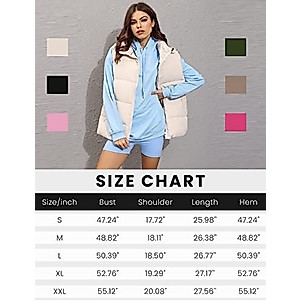 Watashi Women's Quilted Puffer Vest Stand Collar Fall Drawstring Zip Up Sleeveless Gilet Jacket(ArmyGreen-M)