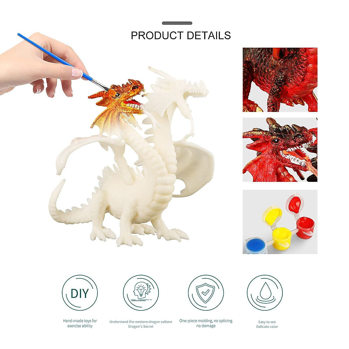 Dragon Toys DIY Painting Dragon Kit,Arts and Craft Set for Kids Age 8-12,Dragon Games Making Kit,Decorate and Drawing 3D Art Supplies Toys for Children Gifts Ideas for Girls 10-12(3 Dinosaurs)