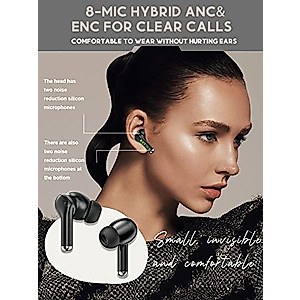 Wireless Earbuds, ANC+ENC Bluetooth 5.3 Headphones LED Power Display Earphones Wireless Charging Case 30Hrs Playback IPX6 Waterproof in-Ear Headsets with Mic for TV Smart Phone Computer Laptop Sports