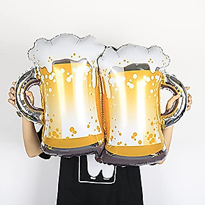 New Beer Cup Balloons Set of 4, Beer Party Decorations, Balloons for Beer Festival Birthday Party Men Beer Party Decorations,Polyester Aluminum Film Balloon 39 Inches Cheers Balloons…