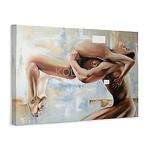 KOLEV Nude Sexy Couple Art Poster Female Yoga Wall Art Aesthetic Poster Gift Canvas Poster Wall Art Decor Print Picture Paintings for Living Room Bedroom Decoration Frame-style 20x16inch(50x40cm)