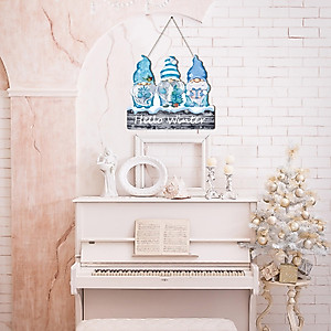 Auidy_6TXD Hello Winter Welcome Door Sign, Gnomes Winter Christmas Door Hanging Signs Farmhouse Home Sign for Home Porch Front Door Indoor Outdoor