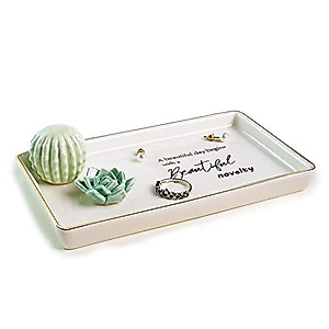 Kimdio Ceramic Jewelry Dish, Cactus Ring Holder, Trinket Tray Earrings Necklace Organizer, Gift for Wedding, Christmas, Birthday, Engagement Party