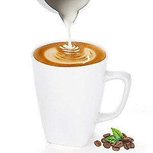 AVLA Set of 6 Porcelain Coffee Mugs, 12 Ounce Large Mugs Sets Ceramic Cup with Handle for Coffee, Tea, Cocoa or Chocolate, White