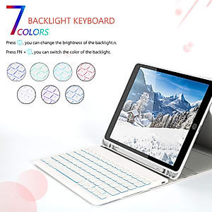 Backlit Keyboard Case with Mouse Compatible with iPad Pro 10.2 9th/8th/7th Gen, iPad Air 3, iPad Pro 10.5 2017, Detachable Keyboard US Layout with Cover & Mice, Rose Gold