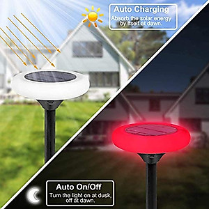 Fatpoom Colourful Solar Lights Outdoor, 7 Color Solar Pathway Lights Outdoor Garden Lights Landscape Lighting Weatherproof Auto On/Off for Garden Lawn Patio Yard Walkway Sidewalk Driveway (4Pack)