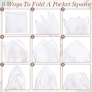 10 Pcs Pocket Squares for Men Silk Pocket Squares Suit Handkerchief for Groomsmen Wedding Party (White)