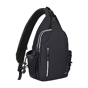 MOSISO Sling Backpack Double Layer Hiking Daypack Men/Women Chest Shoulder Bag, Black