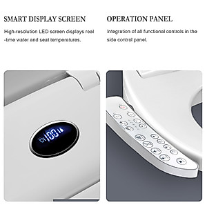 XCQQ Bidet Toilet Seat Elongated, Bidet Warm Water Rear & Front Oscillating Wash, Heated Toilet Seat, Warm Air Dryer, Soft Close Toilet Lid, Night Light, Smart Toilet Seat with Bidet Requires Outlet