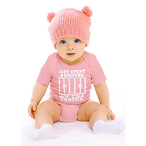 Reaxion Funny Cute Baby Boy Girl Bodysuits Just Spent 9 Months On The Inside (0-3 Months, Orange)