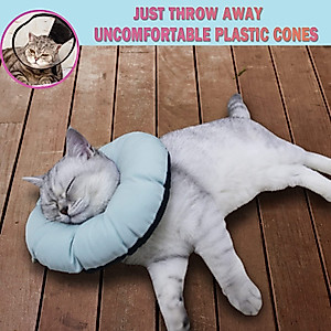NUA-CLOX Soft Cat Cone Collar,Cute Cat Neck Cone Recovery Collar,Comfortable Cone for Cat After Surgery to Stop Licking,Healing Elizabethan e Collar,Adjustable Cat Cones for Cats,Kittens,Puppies