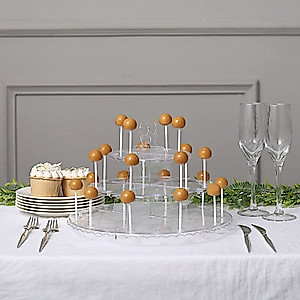 BalsaCircle 12 in Clear 3-Tier Round Plastic Cake Pop Holder Cupcake Dessert Display Stand Wedding Party Event Reception Decorations