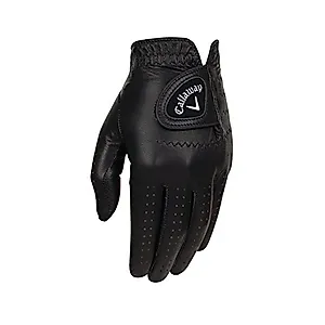 Callaway Golf Men's OptiColor Leather Glove, Black, Large, Worn on Left Hand