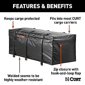 CURT 18211 56 x 22 x 21-Inch Weather-Resistant Black Vinyl Cargo Bag for Hitch Carrier