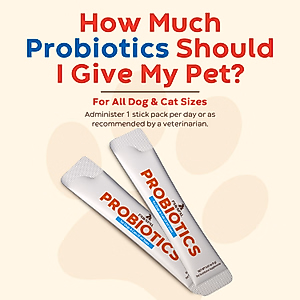 Probiotics for Dogs and Cats, 5 Billion CFU, Veterinarian Formulated, Digestive & Immune Health, Gut Flora Balance, All Natural Probiotic Powder, Chicken Liver Flavor, 20 Sticks
