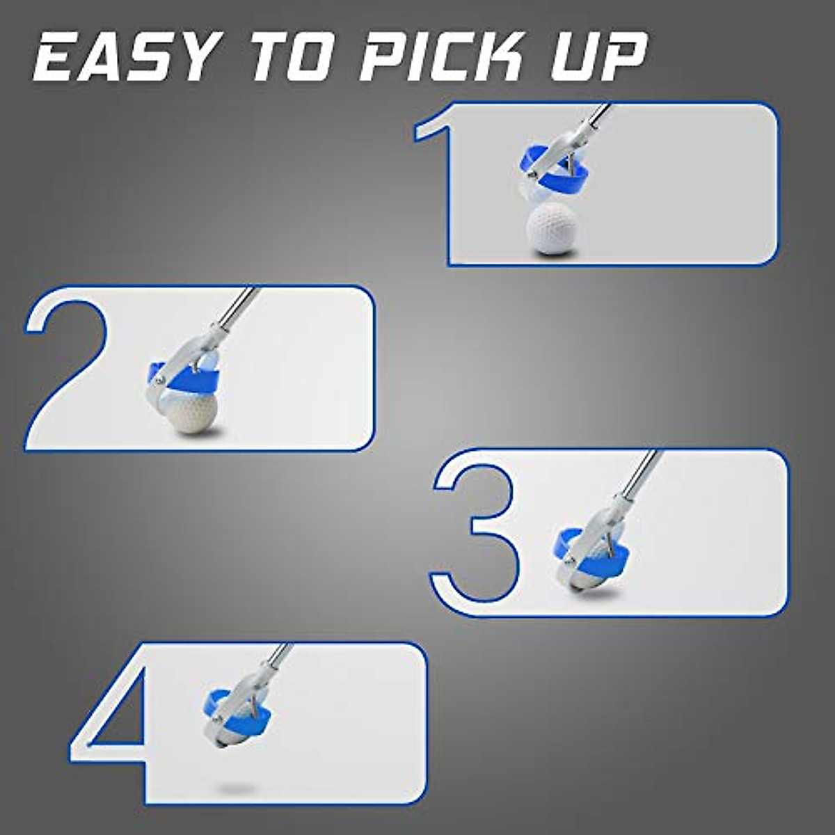 Golf Ball Retriever, Golf Ball Retriever Telescopic for Water with Spring Release-Ready Head, Ball Retriever Tool Golf with Locking Clip, Grabber Tool, Golf Accessories Golf Gift for Men(Blue, 6ft)