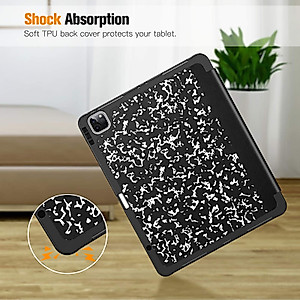 Fintie Case for iPad Pro 12.9-inch 6th Generation 2022, [Built-in Pencil Holder] Slim Soft TPU Protective Cover with Auto Wake/Sleep, Also Fit iPad Pro 12.9" 5th & 4th & 3rd Gen, Composition Book