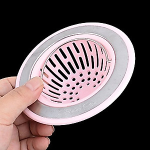 uxcell Plastic Household Kitchen Round Basin Sink Residue Stopper Strainer 2pcs Pink