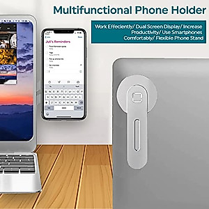 iPhone MacBook Holder, Foldable Cell Phone Holder for Laptop, Adjustable Phone for Laptop, Slim & Portable Lightweight Laptop Extension Phone Holder, Edge Mount for MacBook