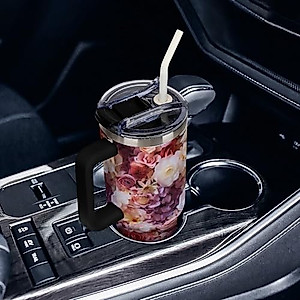 Colorful Yellow Red Rose Flower 40 Oz Stainless Steel Cup Travel Tumbler with Handle and Straw Lightweight Coffee Mug for Home Office