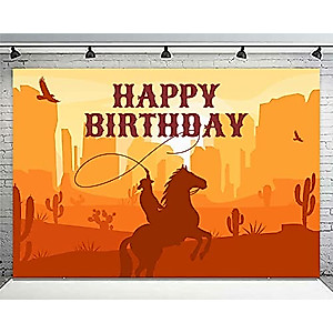 Wild West Cowboy Happy Birthday Banner Backdrop Western Texas Countryside Theme Decorations Decor for Rodeo Party Wild West Party Western Cowboy Party Wild One 1st Birthday Party Baby Shower Supplies