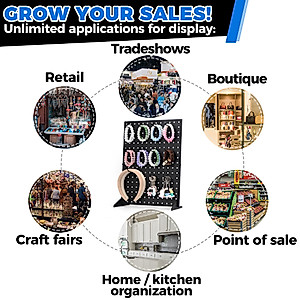 Pegboard Display Stand With 12 Peg Hooks for Retail Craft Shows & Fairs - Metal Product Merchandise Display Rack for Selling Accessories, Display Stands for Boutique, Stores, Vendors & Events