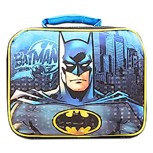 Fast Forward Batman Backpack with Lunch Box Set - Batman Backpack for Boys 4-6, Batman Lunch Box, Stickers, More,Batman Backpack for Kids