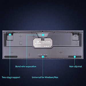 Gk98 RGB Mechanical Keyboard DIY Kit Hot-Swappable Three-Mode Wired 2.4g BT5.0 Custom Keyboard Compatible with Akko, Cherry Mx, Gateron, Kailh Mechanical Axis (Transparent Black)