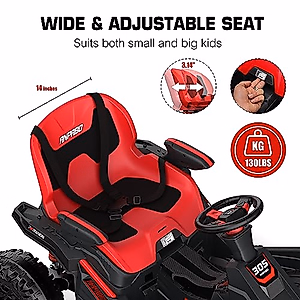 ANPABO 24V 4x4 Ride On Toy for Big Kids, 4x75W 4.5MPH Ride On Car w/Parent Remote, Wide Adjustable Seat, Headlights, Metal Frame, 4 Shock Absorbers, 4 Wheeler Quad for Kids 3-12, Red