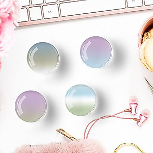 Bamsod 12 PCS Glass Strong Refrigerator Magnets, Pattern Series Magnets Whiteboard Magnets Glass Fridge Magnets for Office Cabinets Round Fridge Stickers Home Kitchen Décor (Purple)